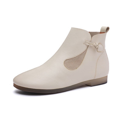 S283 New Style Flat-Bottomed Forest Fresh And Fashionable Short Boots Handmade Leather Ethnic Style All-Match Women'S Sh