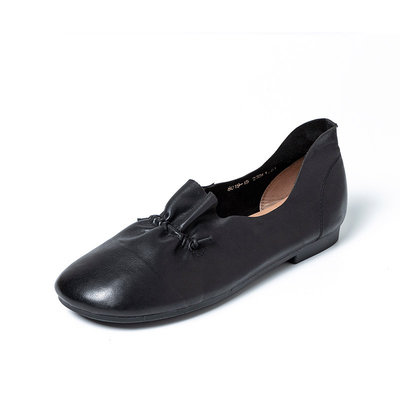 S284 Simple and comfortable flat bottom all-match single shoes pure color spring new leather women's shoes
