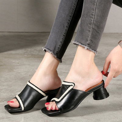 S287 Fashion casual leather high-heeled women's shoes