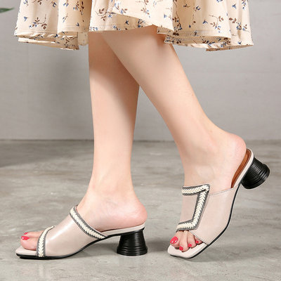 S287 Fashion casual leather high-heeled women's shoes