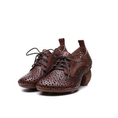 S293 Mid-Heel Women'S Shoes, Leather Fashion Women'S Shoes, Fashionable Summer Models, New Top Layer Cowhide Holes Women