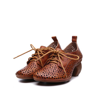 S293 Mid-Heel Women'S Shoes, Leather Fashion Women'S Shoes, Fashionable Summer Models, New Top Layer Cowhide Holes Women