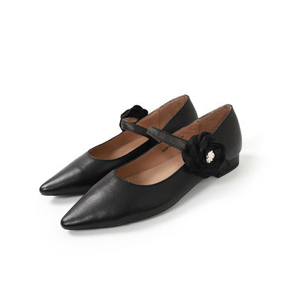 S297 2020 Pointed Toe Leather Shoes Handmade Flower Wedge Sandals Temperament Retro Spring And Summer Women'S Shoes