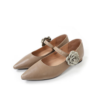 S297 2020 Pointed Toe Leather Shoes Handmade Flower Wedge Sandals Temperament Retro Spring And Summer Women'S Shoes