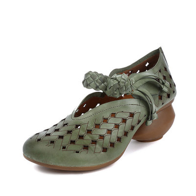 S305 Original Casual Hollow Single Shoes Women, Laser Carving Craftsmanship Characteristic Design Handmade Leather Women