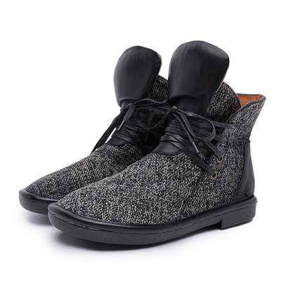 S308 Forestry Pastoral Style Fresh Literature And Art Cotton And Linen Lace-Up Women'S Boots Handmade Original Leather E