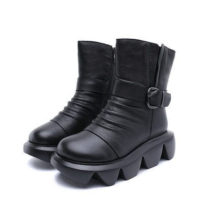 S309 Manufacturers Leather Handmade Short Boots Thickened Woolen Cotton Shoes Thick Bottom Increased Women'S Shoes Winte