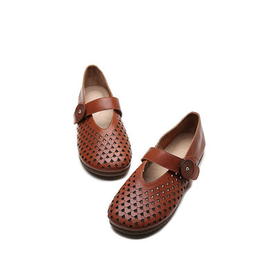 S315 Hole Shoes Cool And Breathable Sandals Female One-Word Button Velcro Shoes Female Summer Models