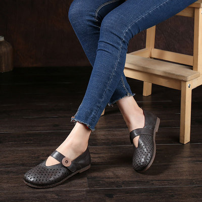 S315 Hole Shoes Cool And Breathable Sandals Female One-Word Button Velcro Shoes Female Summer Models