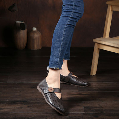 S315 Hole Shoes Cool And Breathable Sandals Female One-Word Button Velcro Shoes Female Summer Models