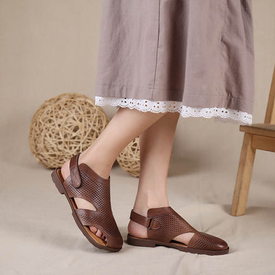 S322 Flower Wedges With Thick-Soled Handmade Shoes Factory Direct Sales, Leather Forest Ethnic Style High-Heeled Spring