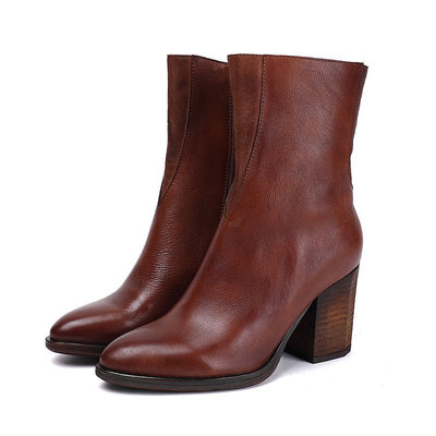 S327 Fashion All-Match Pointed Toe High Heel Women'S Leather Boots Simple Handmade Original Autumn And Winter New Women'