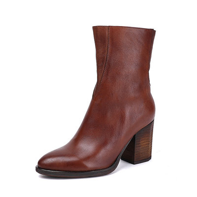 S327 Fashion All-Match Pointed Toe High Heel Women'S Leather Boots Simple Handmade Original Autumn And Winter New Women'