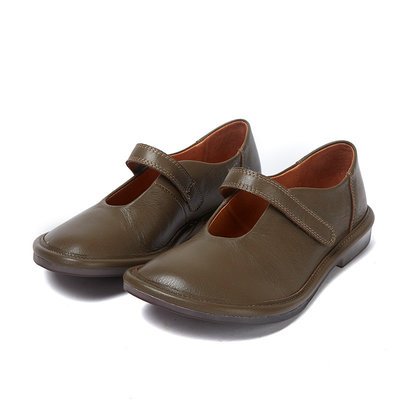 S334 Round-Toe Flat-Bottomed Comfortable Leather Shoes Retro Folk Style Art And Art All-Match Velcro Handmade Women'S Sh