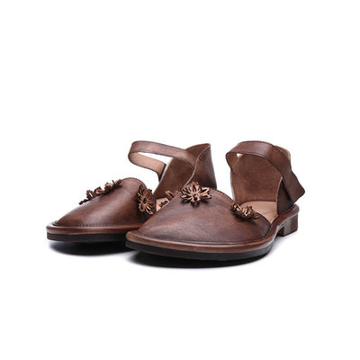 S338 Summer Trend 2020 New All-Match Sandals Female Leather Cool And Breathable Velcro Flat Bottom