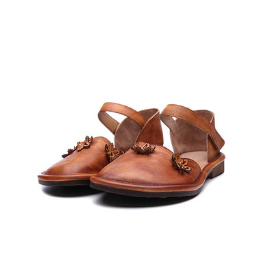 S338 Summer Trend 2020 New All-Match Sandals Female Leather Cool And Breathable Velcro Flat Bottom