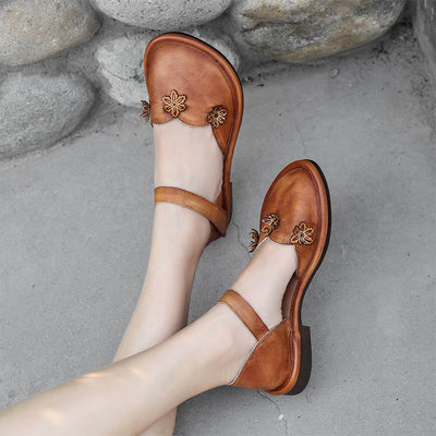 S338 Summer Trend 2020 New All-Match Sandals Female Leather Cool And Breathable Velcro Flat Bottom
