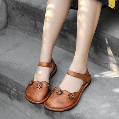 S338 Summer Trend 2020 New All-Match Sandals Female Leather Cool And Breathable Velcro Flat Bottom