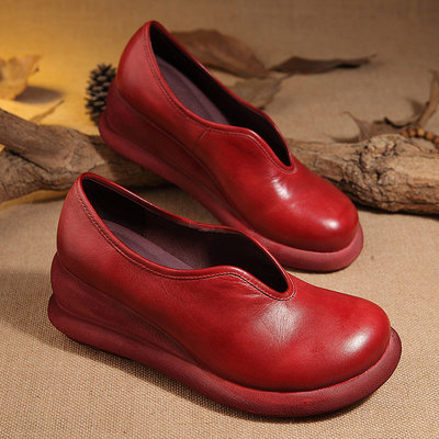 S339 Handmade Original Ethnic Style Cowhide Casual Flat-Heeled Retro Art Women'S Shoes Leather Women'S Shoes Wholesale