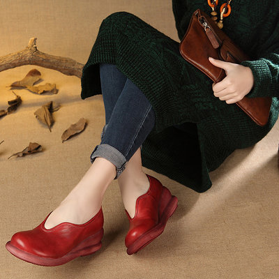 S339 Handmade Original Ethnic Style Cowhide Casual Flat-Heeled Retro Art Women'S Shoes Leather Women'S Shoes Wholesale