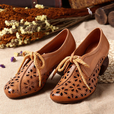 S342 Women'S Shoes Spring And Summer Hot Style Leather Round Toe Lace Women'S Shoes Mid-Heel Single Shoes Original Handm