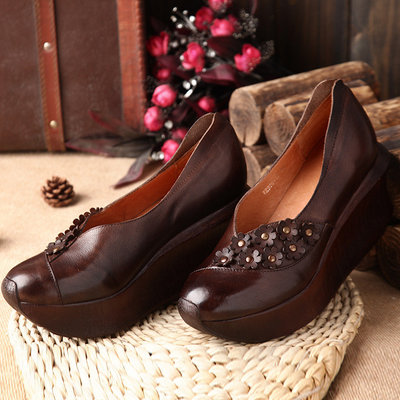 S343 Spring And Summer New Women'S Shoes Platform Platform Original Handmade Leather Women'S Shoes Factory Direct Sales