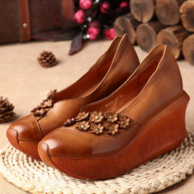 S343 Spring And Summer New Women'S Shoes Platform Platform Original Handmade Leather Women'S Shoes Factory Direct Sales