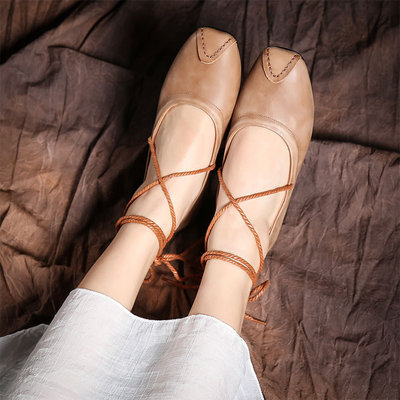 S344 Women's shoes autumn style cross lace women's shoes 2020 autumn new leather temperament single shoes women