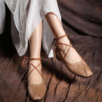 S344 Women's shoes autumn style cross lace women's shoes 2020 autumn new leather temperament single shoes women