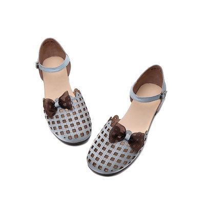 S354 Women's shoes Mori series mesh hole shoes sweet bow knot convenient shoe buckle sandals women 2020 new