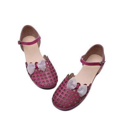 S354 Women's shoes Mori series mesh hole shoes sweet bow knot convenient shoe buckle sandals women 2020 new