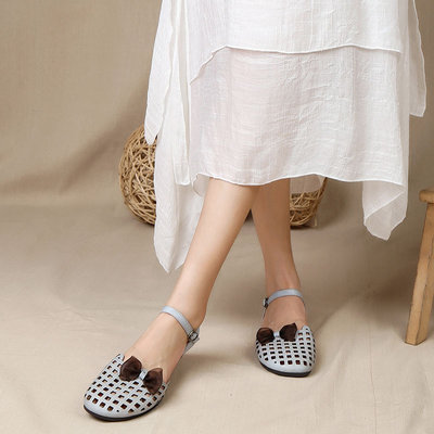S354 Women's shoes Mori series mesh hole shoes sweet bow knot convenient shoe buckle sandals women 2020 new