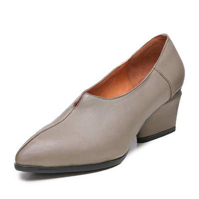 S355 2020 Autumn New Women'S Shoes Leather Original Retro Handmade Wedges Four Seasons Shallow Mouth Women'S Single Shoe