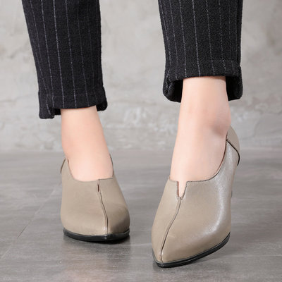 S355 2020 Autumn New Women'S Shoes Leather Original Retro Handmade Wedges Four Seasons Shallow Mouth Women'S Single Shoe