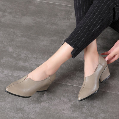 S355 2020 Autumn New Women'S Shoes Leather Original Retro Handmade Wedges Four Seasons Shallow Mouth Women'S Single Shoe