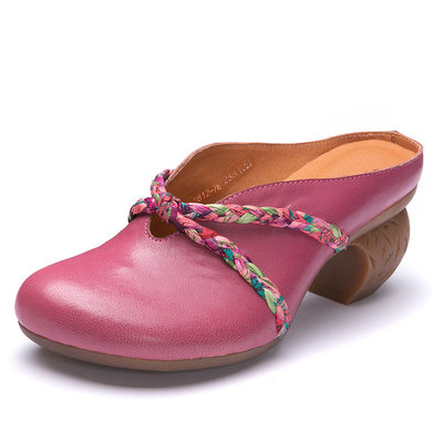 S356 Summer Leather Retro Color Hand-Woven Rope Slope With Round Head Female Sandals Wholesale