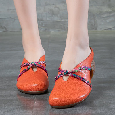 S356 Summer Leather Retro Color Hand-Woven Rope Slope With Round Head Female Sandals Wholesale
