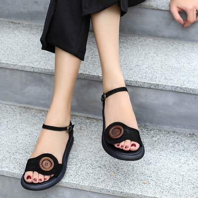 S358 Direct Selling Leather Women Sandals 2020 Summer New Products Women'S Shoes Summer Trend Open Toe Fashion Platform