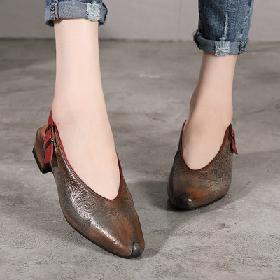 S362 2020 New Simple And Fashionable Mori Women'S Shoes Retro Handmade Square Heel Leather Guangzhou Women'S Shoes
