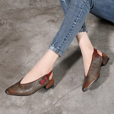 S362 2020 New Simple And Fashionable Mori Women'S Shoes Retro Handmade Square Heel Leather Guangzhou Women'S Shoes