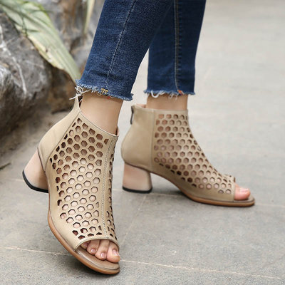 S368 Spring And Summer New Open-Toed Hollow Heel Women'S Shoes Fish Mouth Cool Temperament Fashion Women'S Heel Shoes Ma