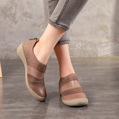 S372 Increased Women'S Shoes Leather 2020 Autumn And Winter Hot Style Retro Casual Women'S Zipper Women'S Wedge Heel Sho