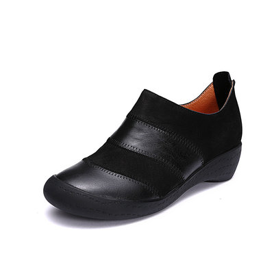 S372 Increased Women'S Shoes Leather 2020 Autumn And Winter Hot Style Retro Casual Women'S Zipper Women'S Wedge Heel Sho