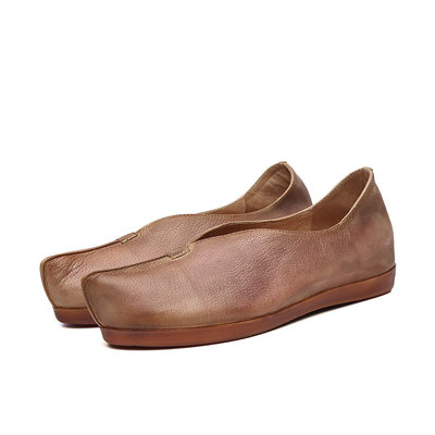 S377 Retro Ethnic Style Cowhide Flat Shoes Handmade Original Leather Spring And Summer New Women'S Shoes Manufacturers