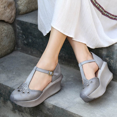 S379 Factory Direct Sales 2020 Summer Women'S Sandals Thick-Soled Increased Leather Women'S Sandals High Heels Ins Tide