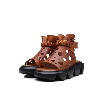 S380 New Style Thick Heel PU Foam Platform Sandals Fish Mouth Hollow And Cool Personality Locomotive Women'S Shoes Whole
