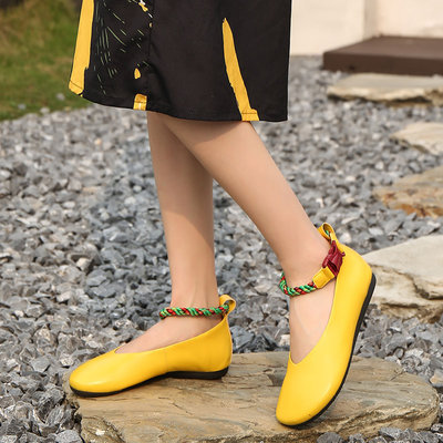 S384 2020 New Ethnic Style Macaron Shallow Mouth Women'S Shoes Soft Sole Handmade Comfortable Single Shoes Factory Whole