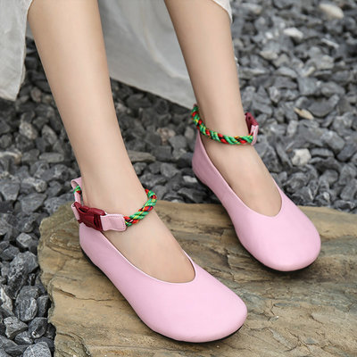S384 2020 New Ethnic Style Macaron Shallow Mouth Women'S Shoes Soft Sole Handmade Comfortable Single Shoes Factory Whole