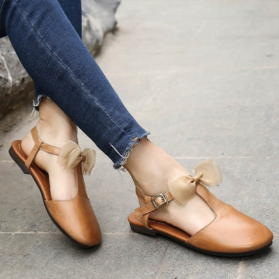 S386 Leather Shoes Handmade Toe Layer Cowhide High Quality Women'S Shoes Custom Logo
