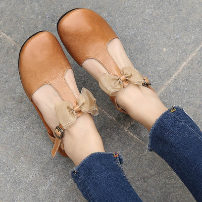 S386 Leather Shoes Handmade Toe Layer Cowhide High Quality Women'S Shoes Custom Logo